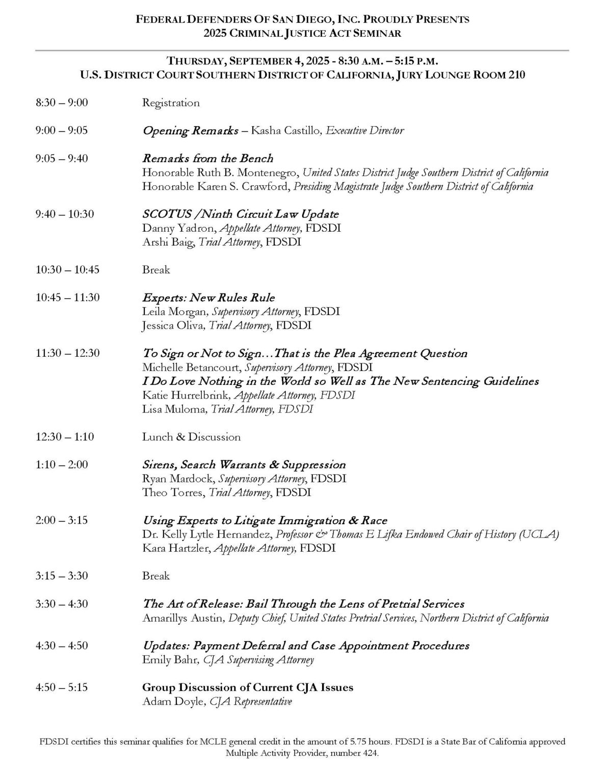 COMMUNITY TRAININGS – Federal Defenders of San Diego